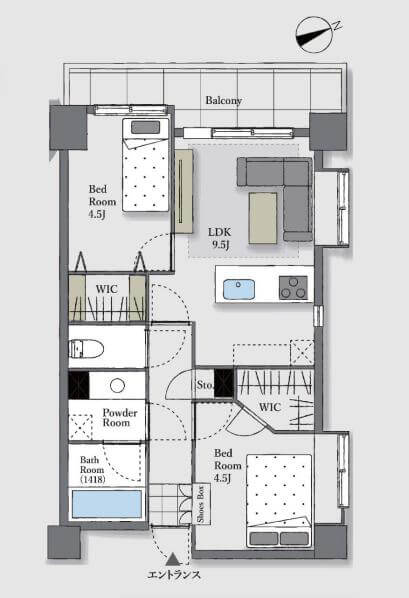 ライオンズガーデン初台 2つのWICですっきり片付く、家具付き2LDK 東京の高級中古マンション／リノベーションマンションの【mitaina（ミタイナ）】