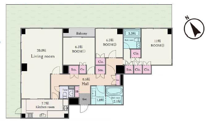 白金三光坂パーク・マンション 自分好みにリノベーションできる、専有面積140㎡超えの3LDK 東京の高級中古マンション／リノベーションマンションの【mitaina（ミタイナ）】