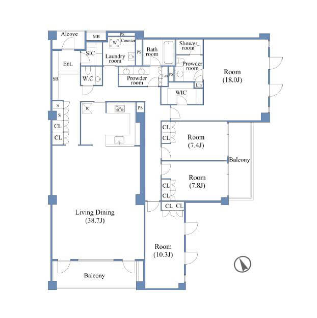 上原ガーデンズ 閑静な住宅街に佇む、200㎡超の大型4LDK 東京の高級中古マンション／リノベーションマンションの【mitaina（ミタイナ）】