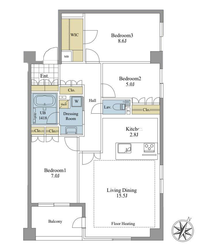 ハイコート目黒花房山 駅から徒歩3分、90㎡超えのゆとりある3LDK 東京の高級中古マンション／リノベーションマンションの【mitaina（ミタイナ）】