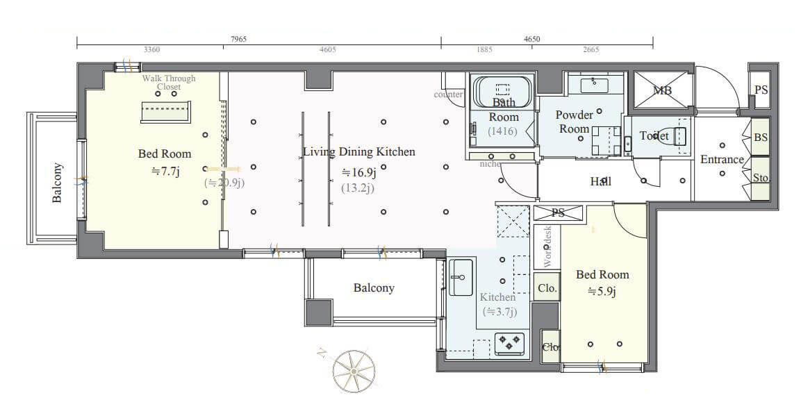 ニューライフ一番町 太陽の光が心地よい、角部屋2LDK 東京の高級中古マンション／リノベーションマンションの【mitaina（ミタイナ）】