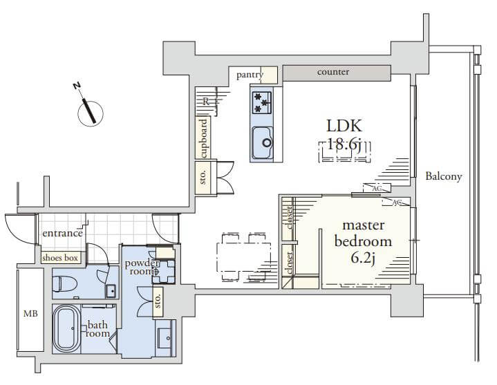 代官山アドレスザ・タワー 夜景が美しい、21階部の1LDK 東京の高級中古マンション／リノベーションマンションの【mitaina（ミタイナ）】