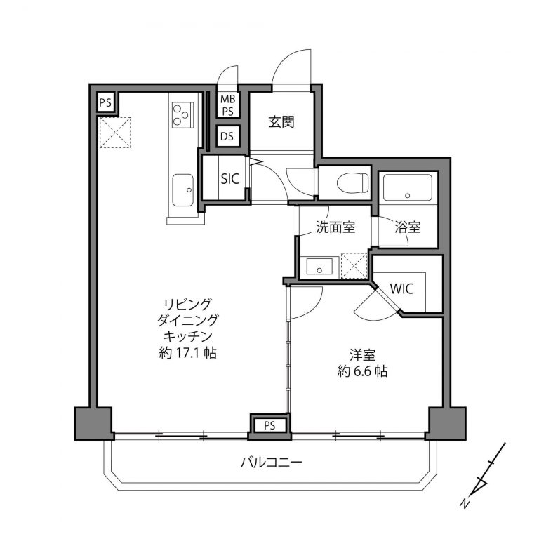 ローザ赤坂 LDK17帖超えの、ゆとりある1LDK 東京の高級中古マンション／リノベーションマンションの【mitaina（ミタイナ）】