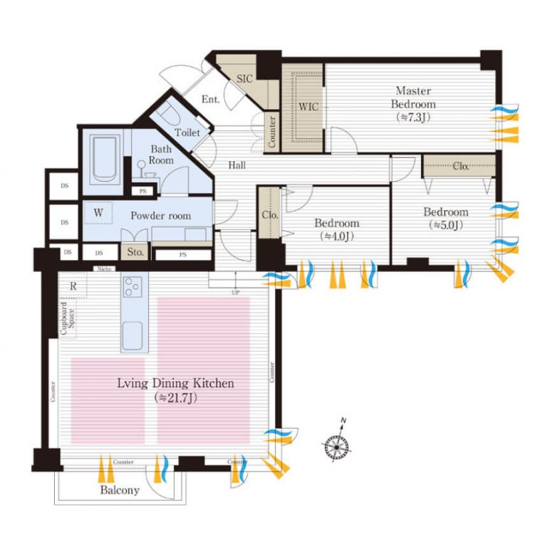 赤坂パークマンション 100㎡超えの3LDK、採光に優れた南向き住戸 東京の高級中古マンション／リノベーションマンションの【mitaina（ミタイナ）】
